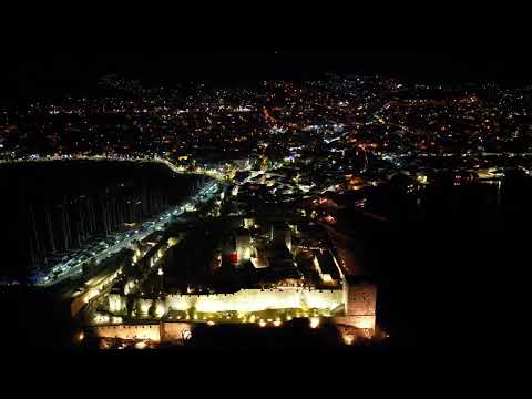 Bodrum Kalesi Havadan Gece Çekimi Bodrum Castle aerial night fly fpv drone sualtı arkeoloji müzesi