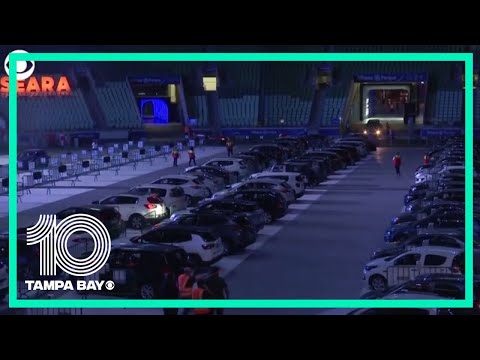 Check out this stadium transform into a drive-in movie theater