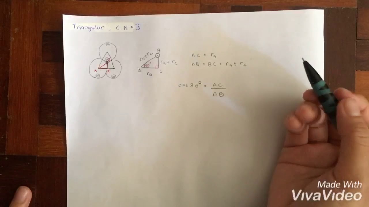 Calculation of Triangular c.n: 3, Cation-Anion Radius Ratio - YouTube