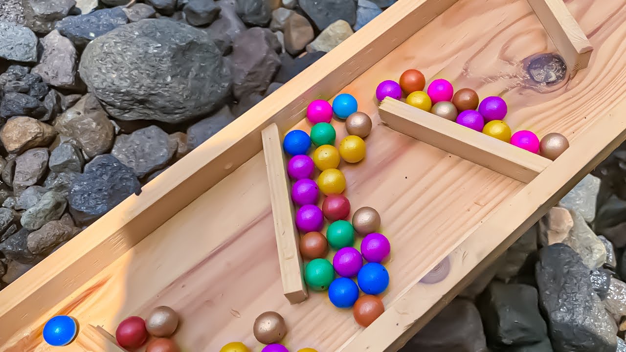 Marble run race ☆ rain gutter + big colorful ball ASMR - YouTube