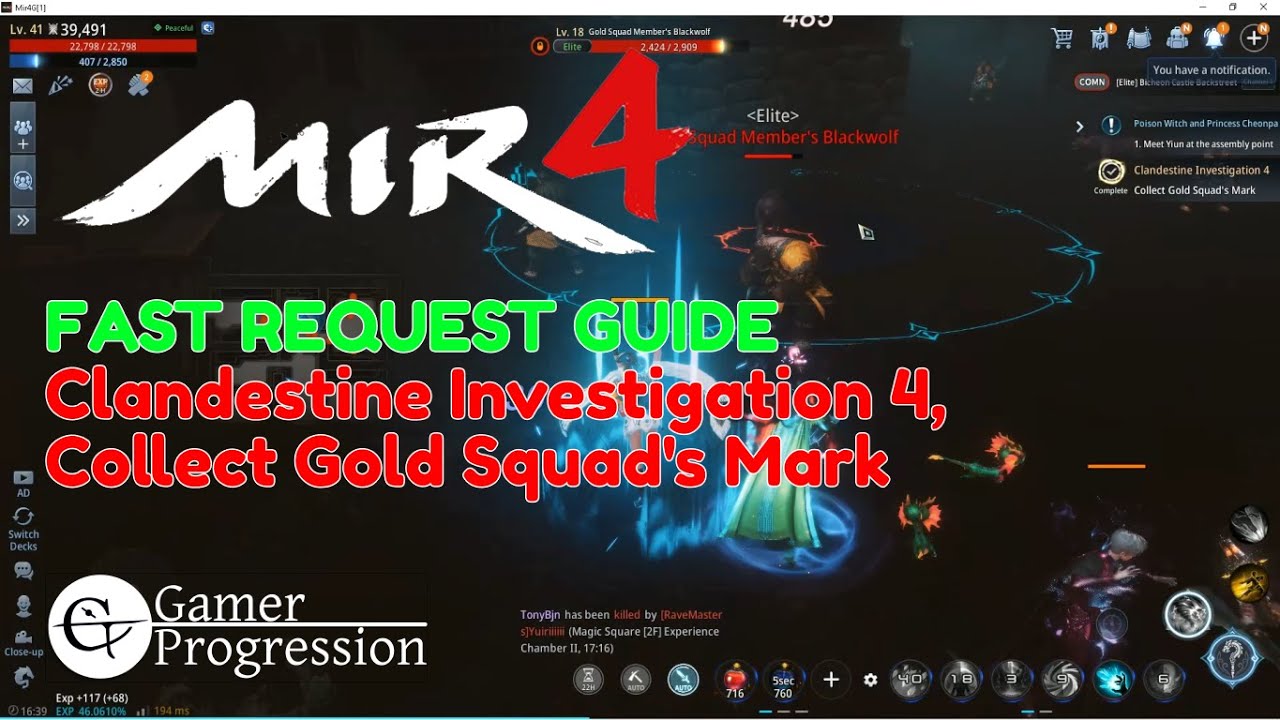 Mir4 Guide 2024 | Request : Clandestine Investigation 4, Collect Gold ...
