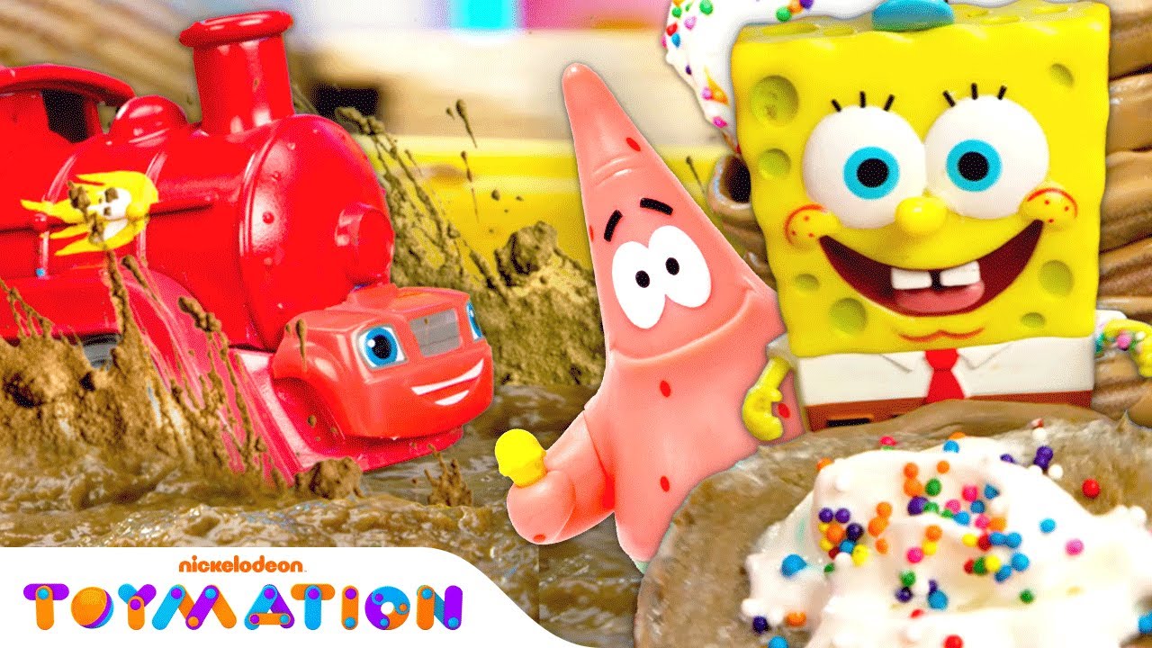 Train Blaze Saves SpongeBob & Patrick from Mud Pie Bakery EXPLOSION! 💥 ...