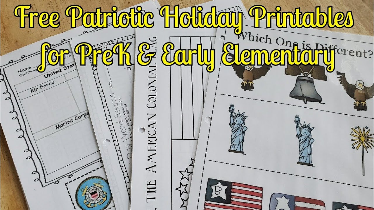 Free Patriotic Holiday Printables for PreK-Early Elementary - YouTube