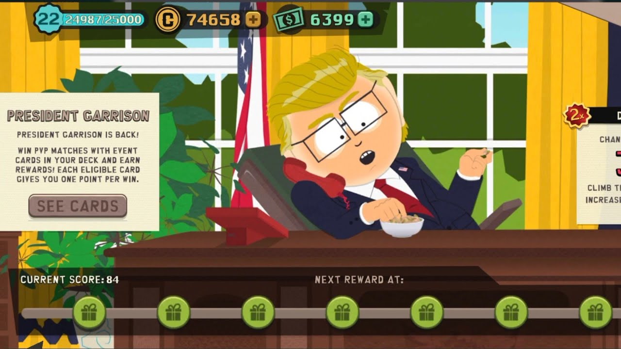 Opening pack from President Garrison event | South Park Phone Destroyer ...