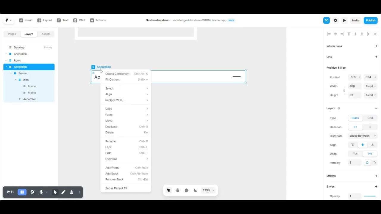 Framer Tutorial : How to make accordian in framer - YouTube