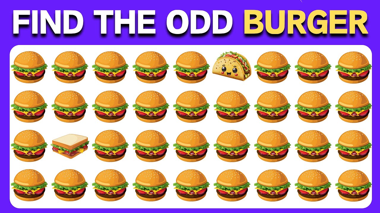 Find the ODD One Out - Junk Food Edition 🍔🍕🍩 30 Emoji Quiz ! - YouTube