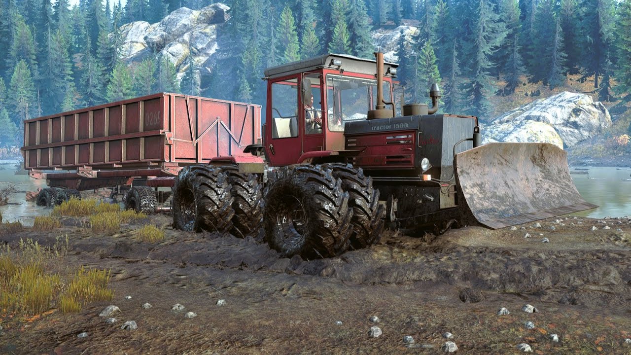 Spintires SnowRunner - Tractor 4x4 Articulated + Trailer - Driving Mud ...