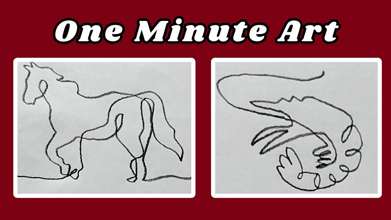 Easy Single line art drawing | Horse drawing | Prawns drawing | Pencil ...