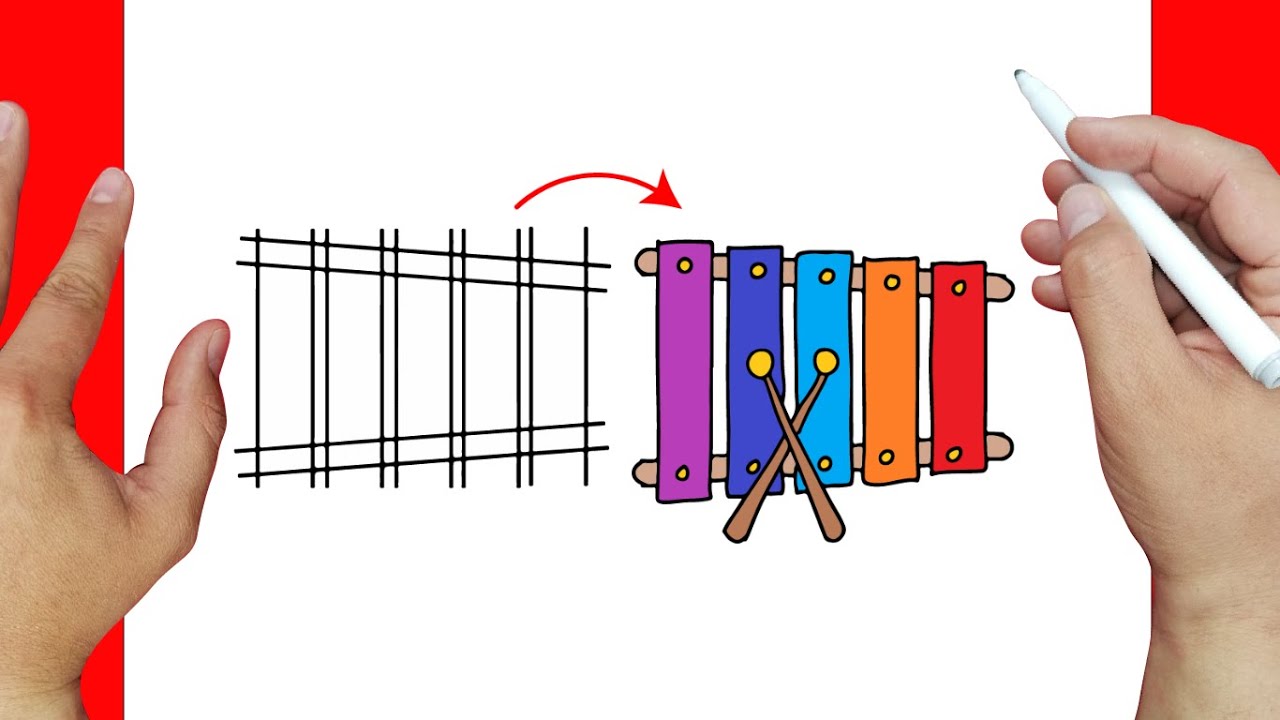 How to draw a xylophone step by step - YouTube