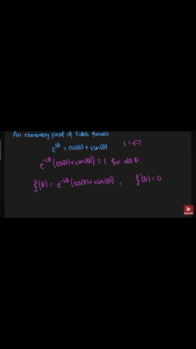 proof of euler's identity #euler #eulertheorem #mathsequence - YouTube