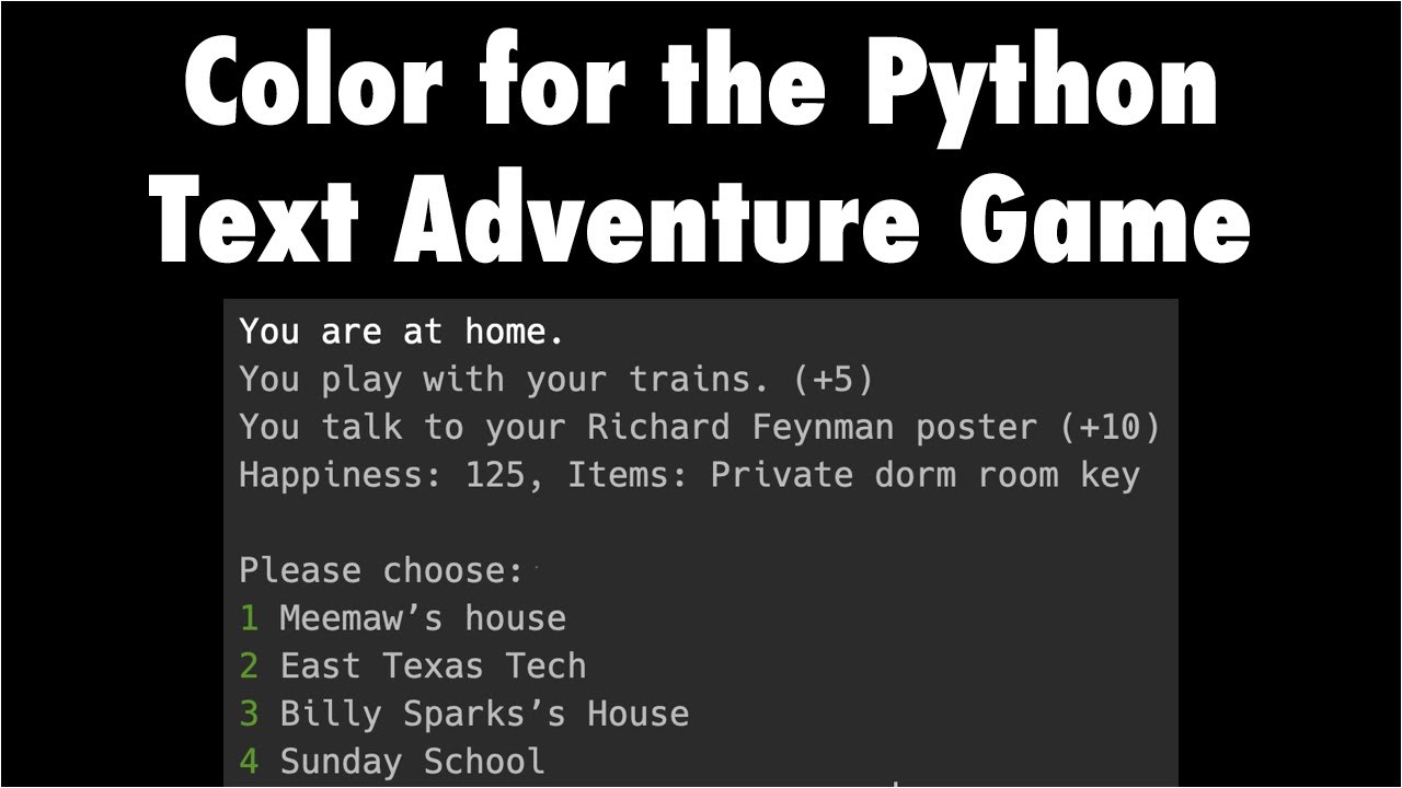 Color For The Python Text Adventure Game Engine YouTube Color For The Python Text Adventure Game Engine YouTube