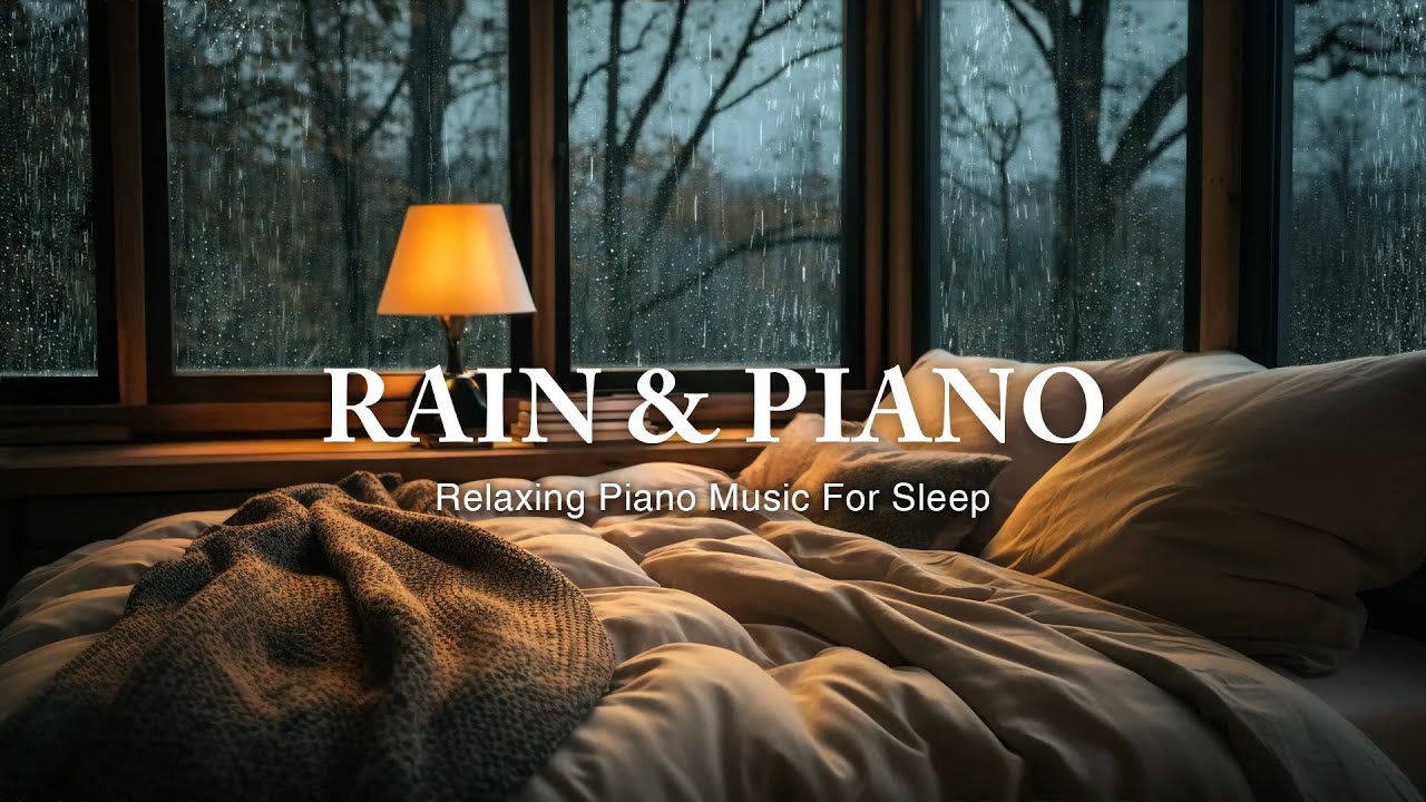 Cozy Piano Chill & Rain Sounds 🌧️ Warm Window View of Trees for Deep ...