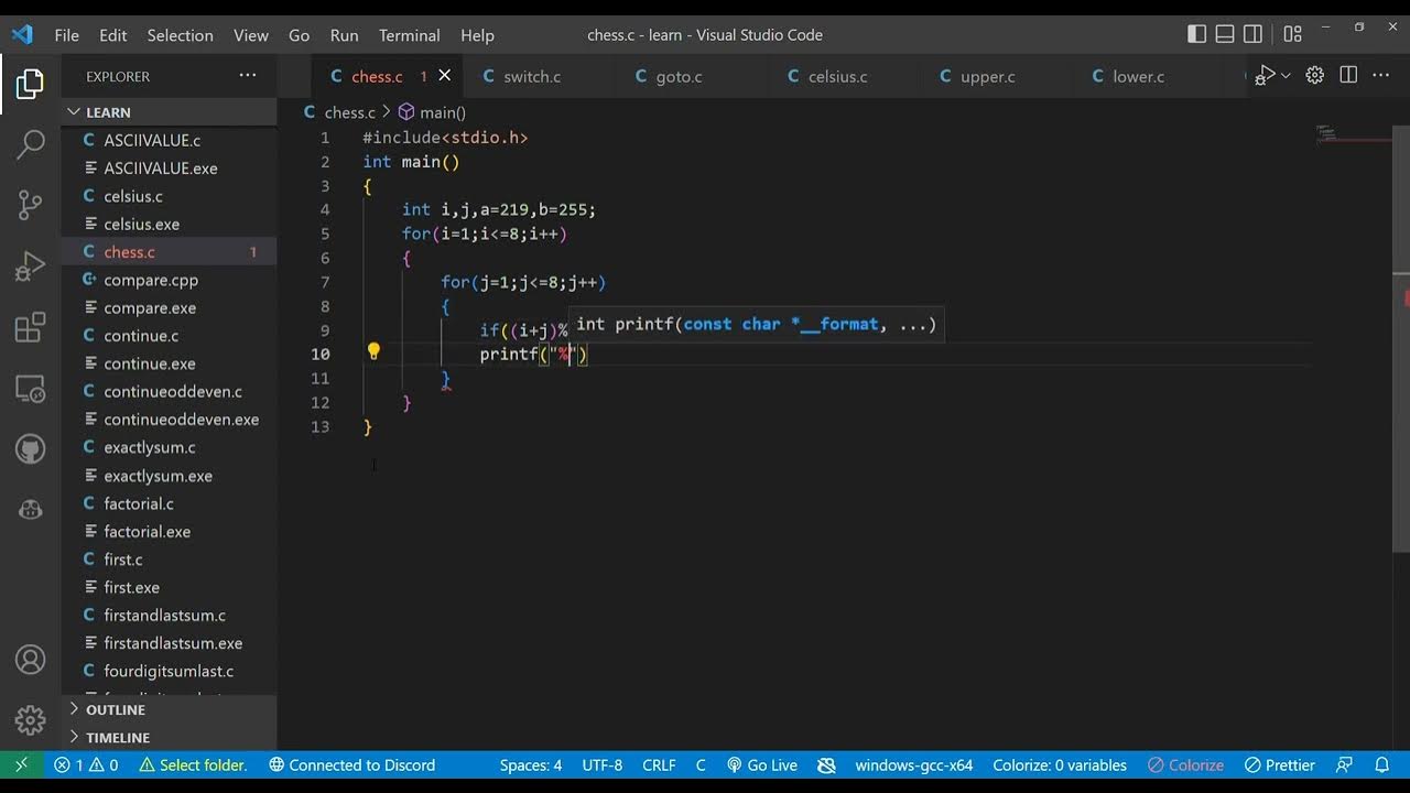 To print chessboard using C Program. - YouTube