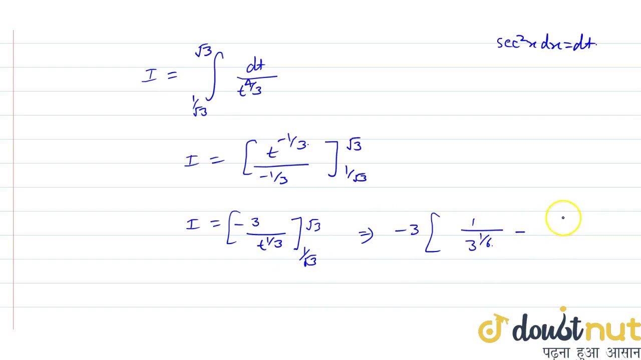 Value Of int pi 6 pi 3 sec 2 3 x cosec 4 3 xdx Is YouTube