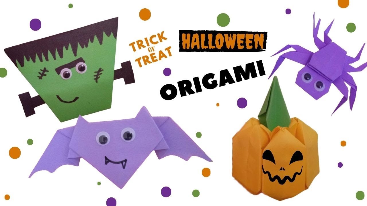 Halloween Origami Tutorial! Origami Frankenstein, Bat, Spider and ...