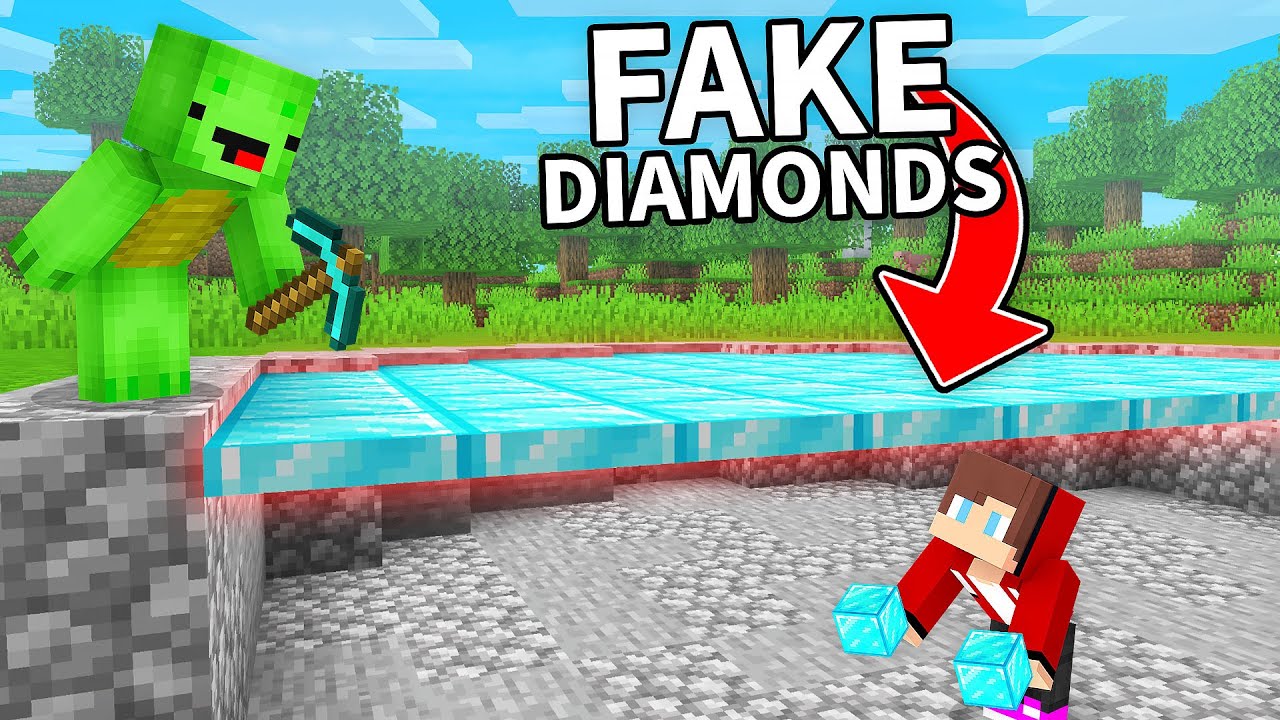 JJ Use FAKE DIAMONDS To Prank Mikey in Minecraft (Maizen) - YouTube