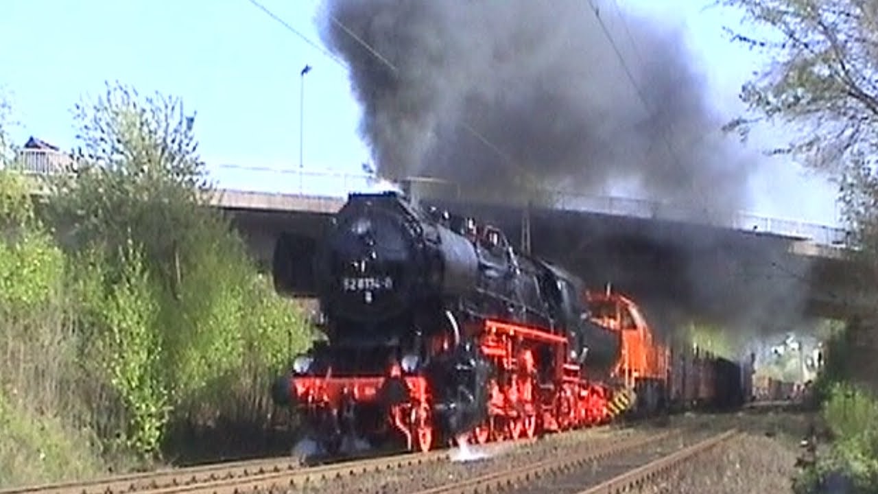 Dampflok 52 8134 - Lastprobefahrt mit schwerem Güterzug von Siegen nach ...