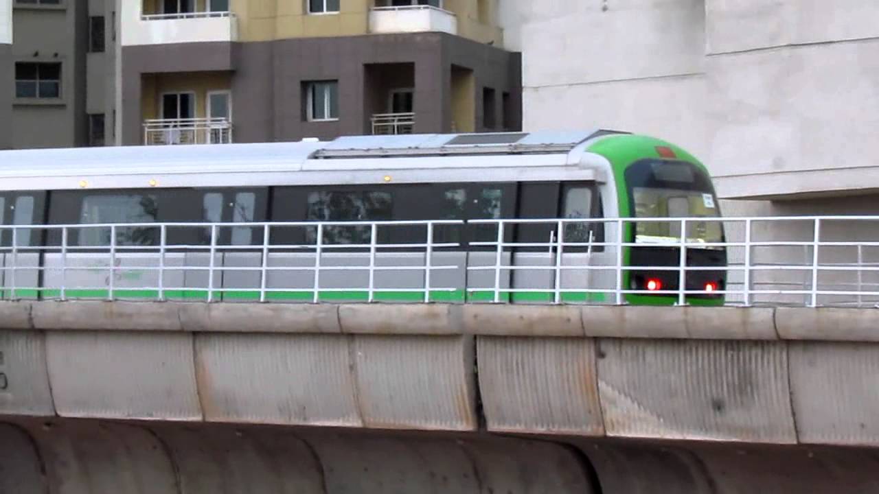Testing : Green Namma Metro running parallel to Indian railways near ...