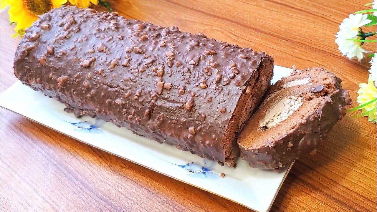 Triple Chocolate Swiss Roll, Crispy Outside & Soft Inside | চকলেট কেক ...