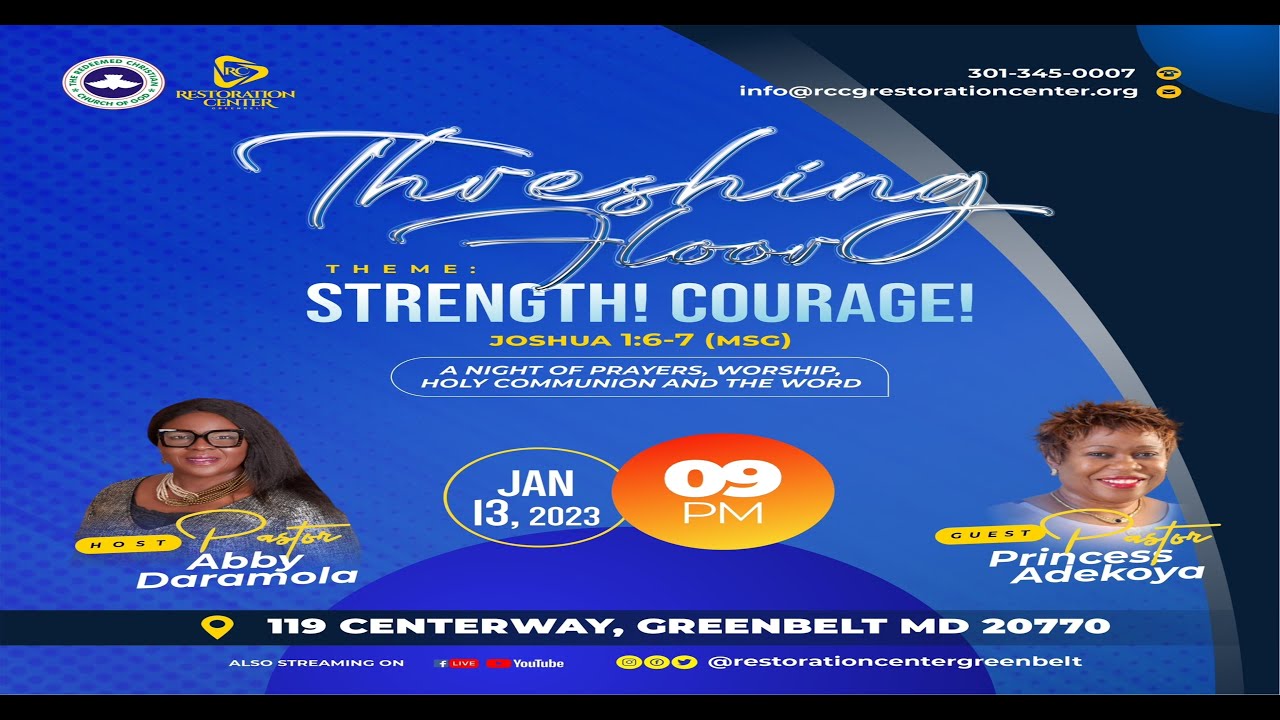 Threshing Floor | Pastor. Princess Adekoya - STRENGTH! COURAGE! | Jan ...