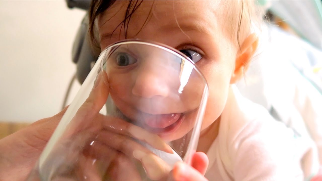 BABY CHELL'S FIRST WATER - Cute Reaction! - YouTube