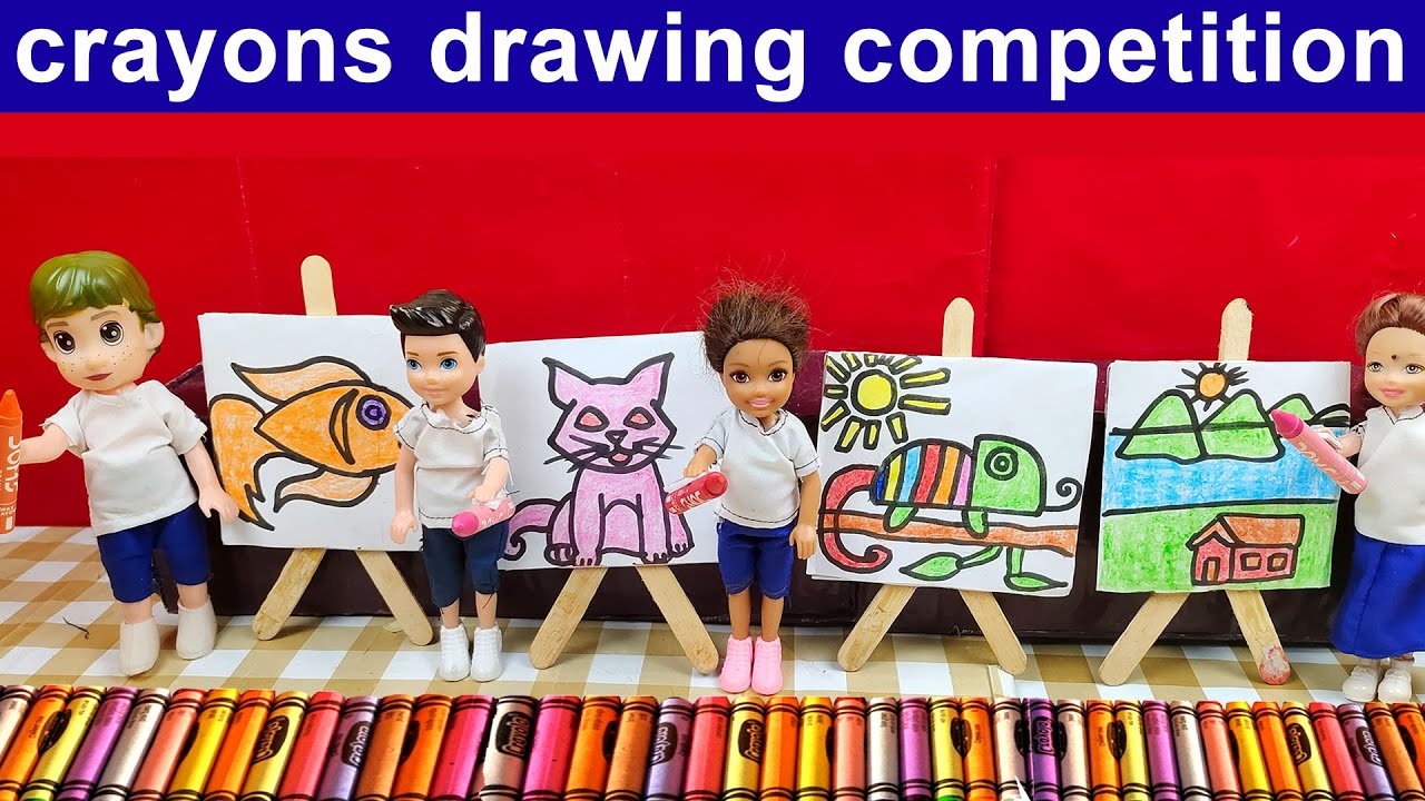 crayons drawing competition | back to school | barbie videos | barbie ...
