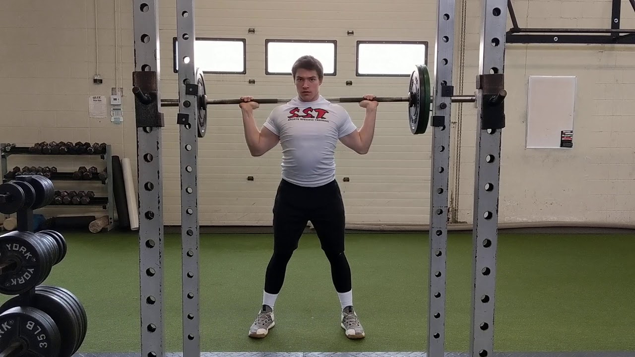 Barbell Behind the Neck Press Front - YouTube