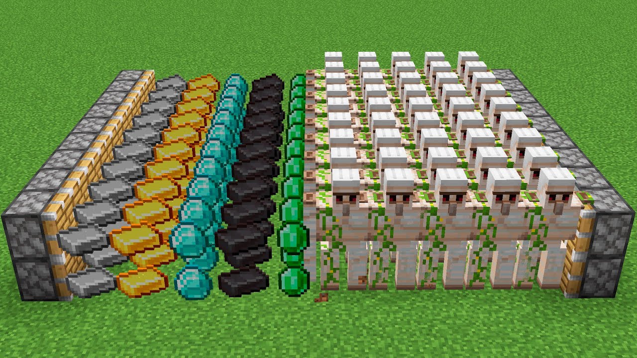 x200 Iron Golems and All Ore Combine in minecraft - YouTube