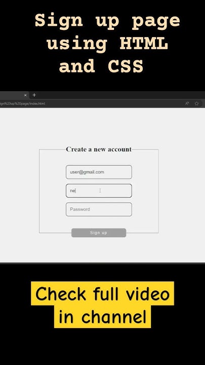 Sign Up Page In Html And Css Htmlcss Html Css Webdevelopment Youtube