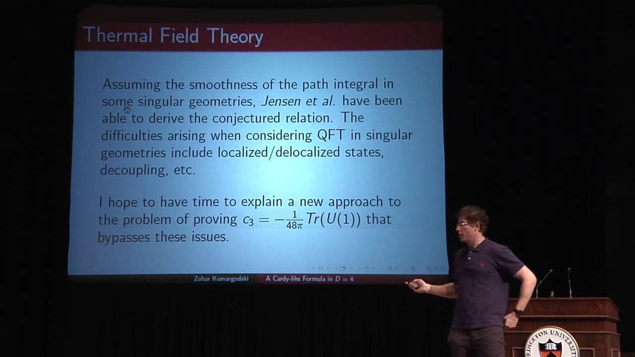 Zohar Komargodski - A Cardy like formula in four dimensions - YouTube