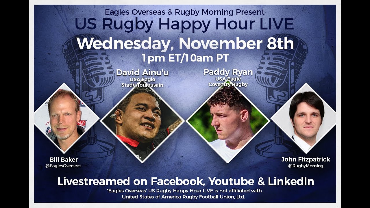 US Rugby Happy Hour LIVE - USA Eagles, David Ainu'u & Paddy Ryan - YouTube