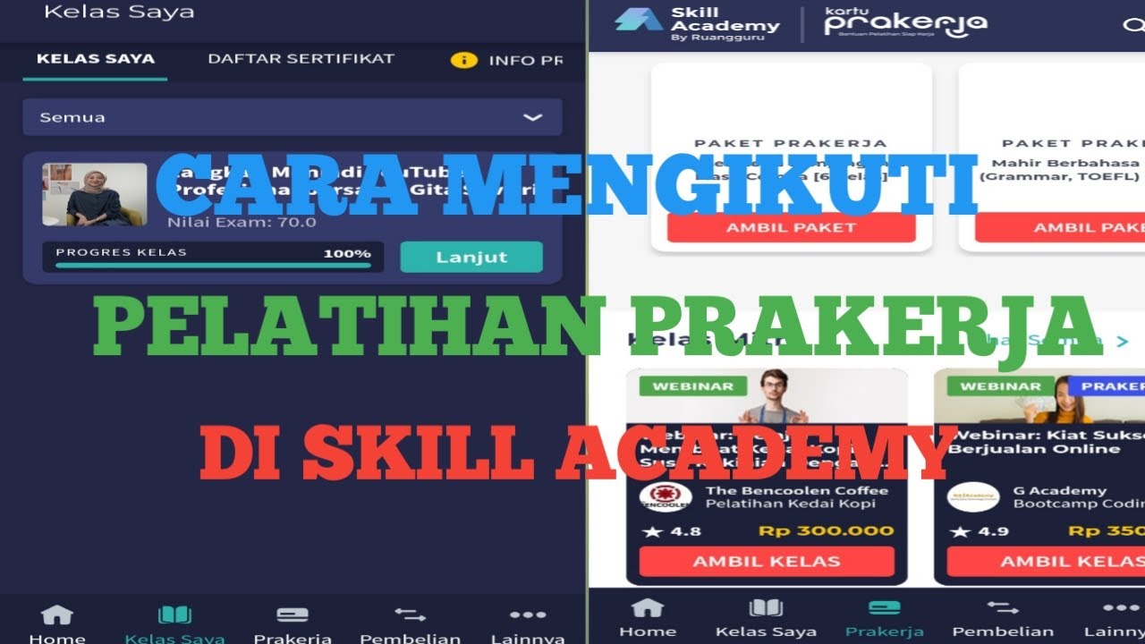 Cara mengikuti pelatihan online prakerja di skill academy - YouTube