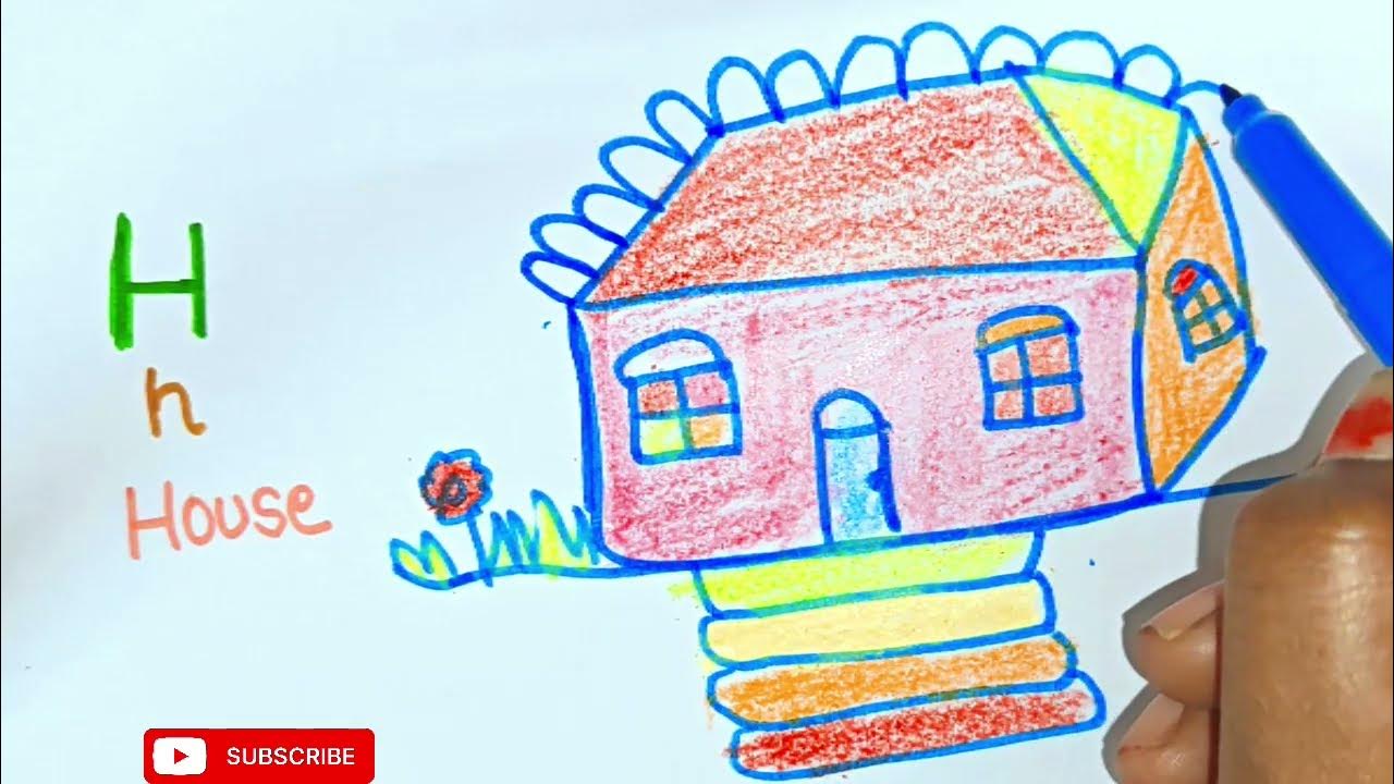 alphabet letter H, H for house capital,small letter#drawing # ...