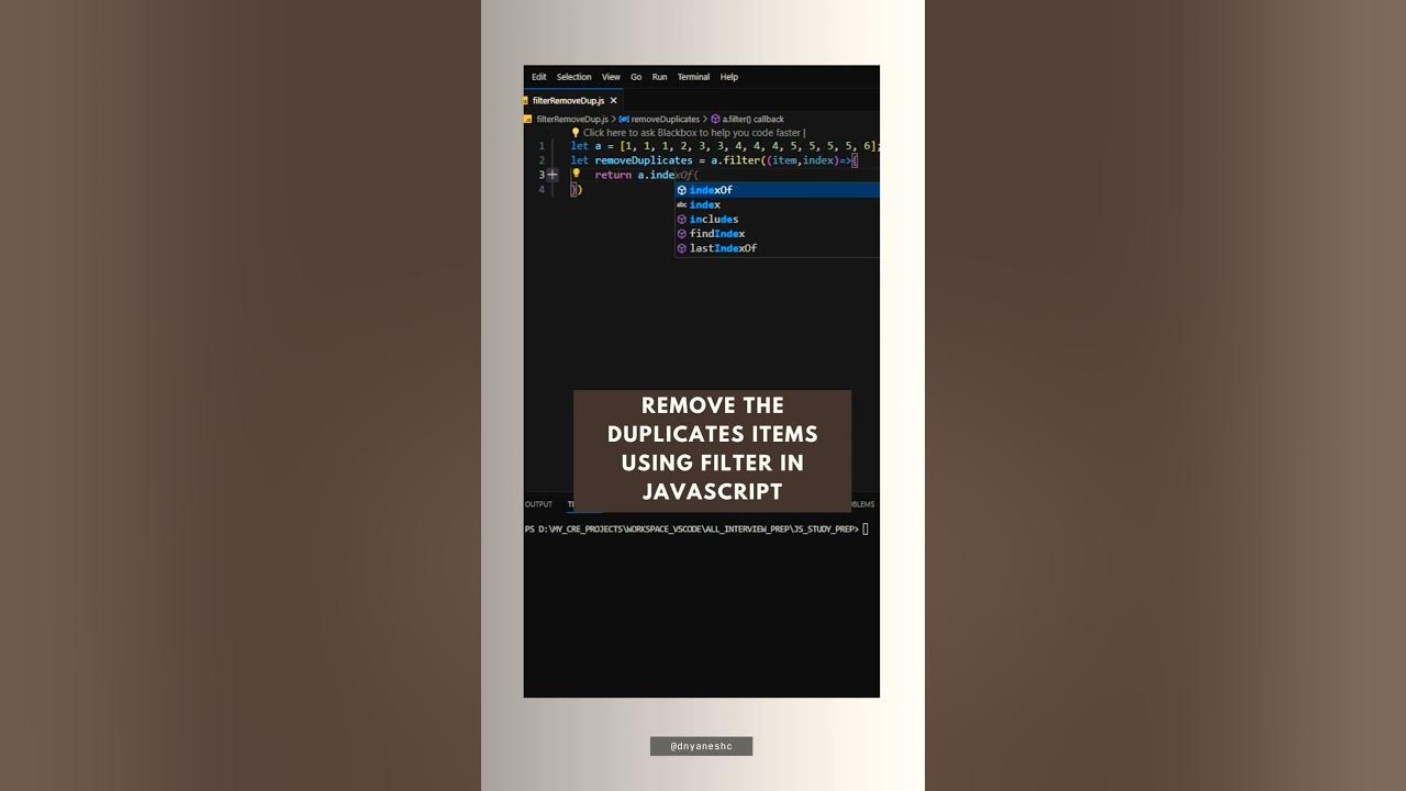 Javascript Interview Question Remove The Duplicates Items Using Filter Method Coding