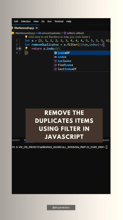 Javascript interview question remove the duplicates items using filter ...