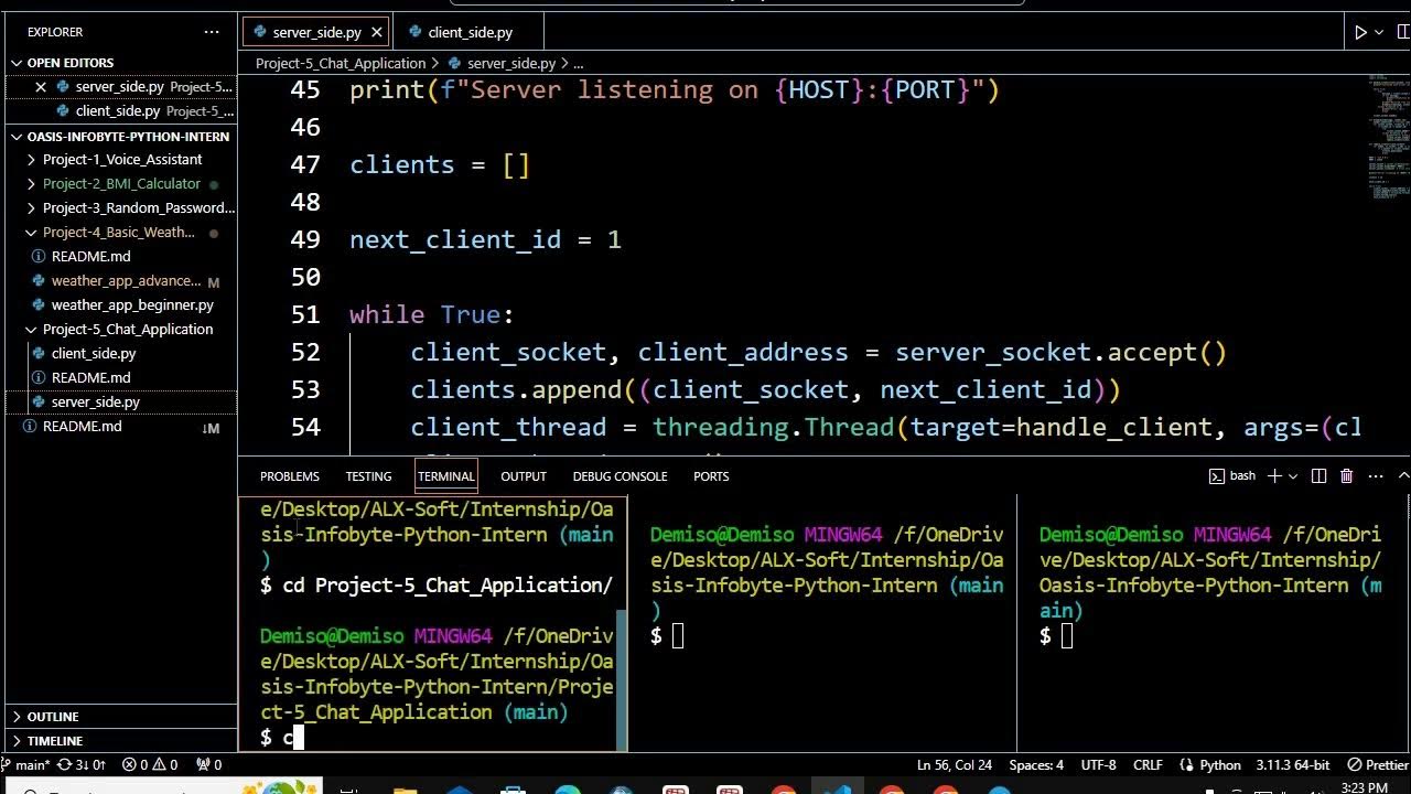 Oasis Infobyte Python Intern Chat Application - YouTube
