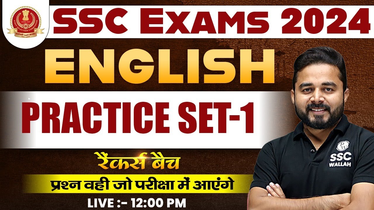 SSC EXAMS 2024 | ENGLISH PRACTICE SET - 1 | SSC EXAM PREPARATION 2024 ...