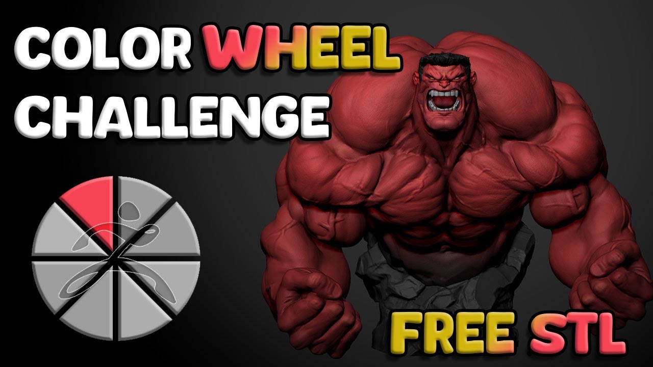Red Hulk - FanArt - FREE STL | ZBrush Speedsculpting | Color Wheel ...