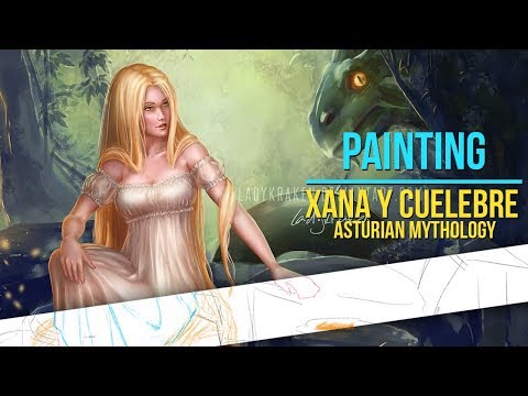 Xana y Cuelebre Asturian Mythology