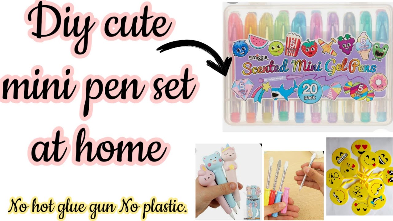 Diy cute mini pen set at home/How to make cute mini pen set without hot ...