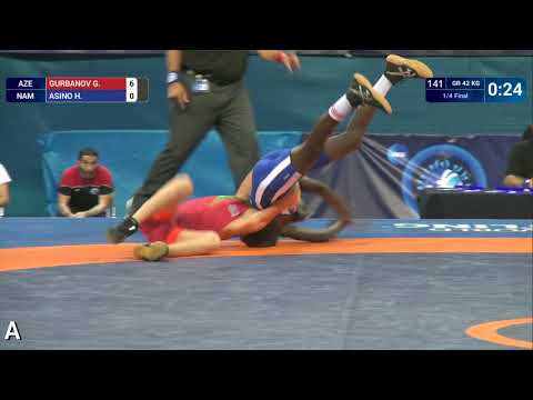 1/4 GR - 42 kg: G. GURBANOV (AZE) df. H. ASINO (NAM) by VSU, 8-0