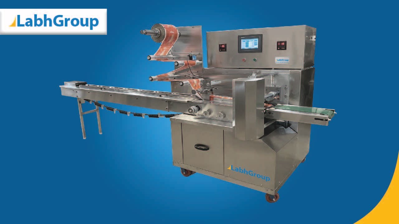 Flow Pack Pouch Packing Machine For Puff Biscuits Tray | Labh Group ...