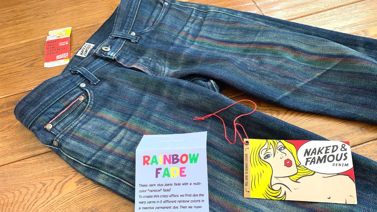 Naked and Famous Denim rainbow fade color out aging 3years - YouTube