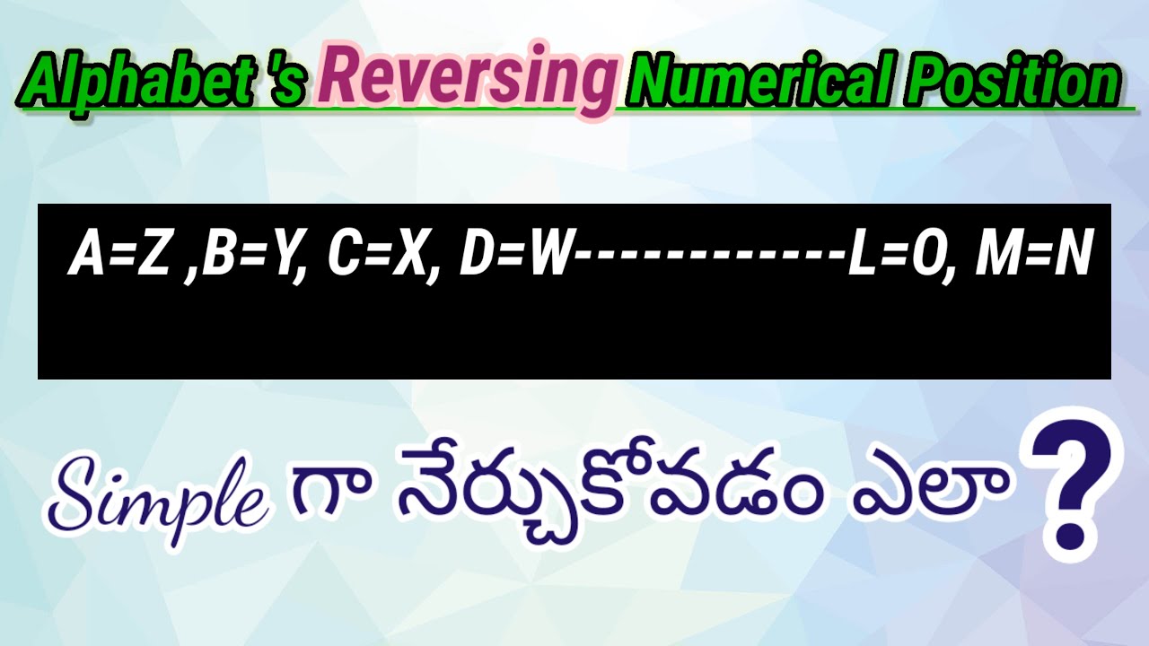 Reverse Alphabet Number position Trick| Easy Trick to Remember Reverse ...