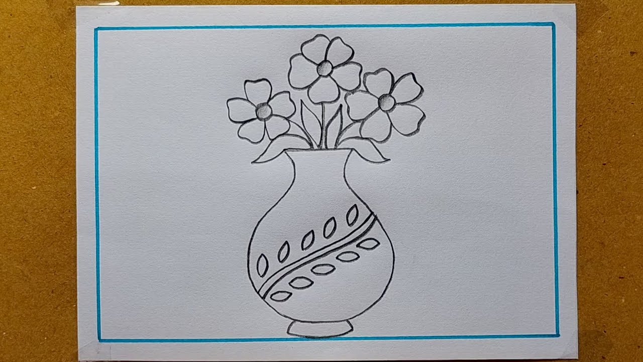 Easy And Simple Flower Pot Drawing| Flower Vase drawing| How to draw ...