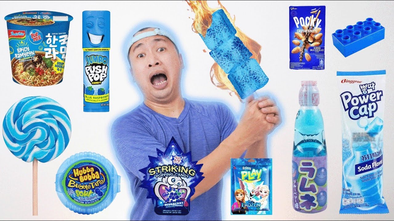 MAKAN SERBA BIRU | Mukbang Blue Food | One Color Food | Chocolate ...