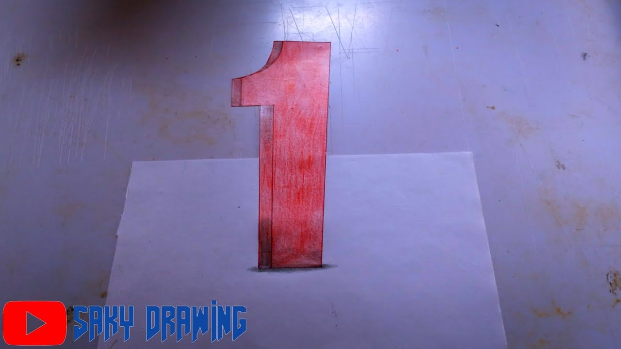 Tricky of drawing number 1 || 3d drawing - YouTube