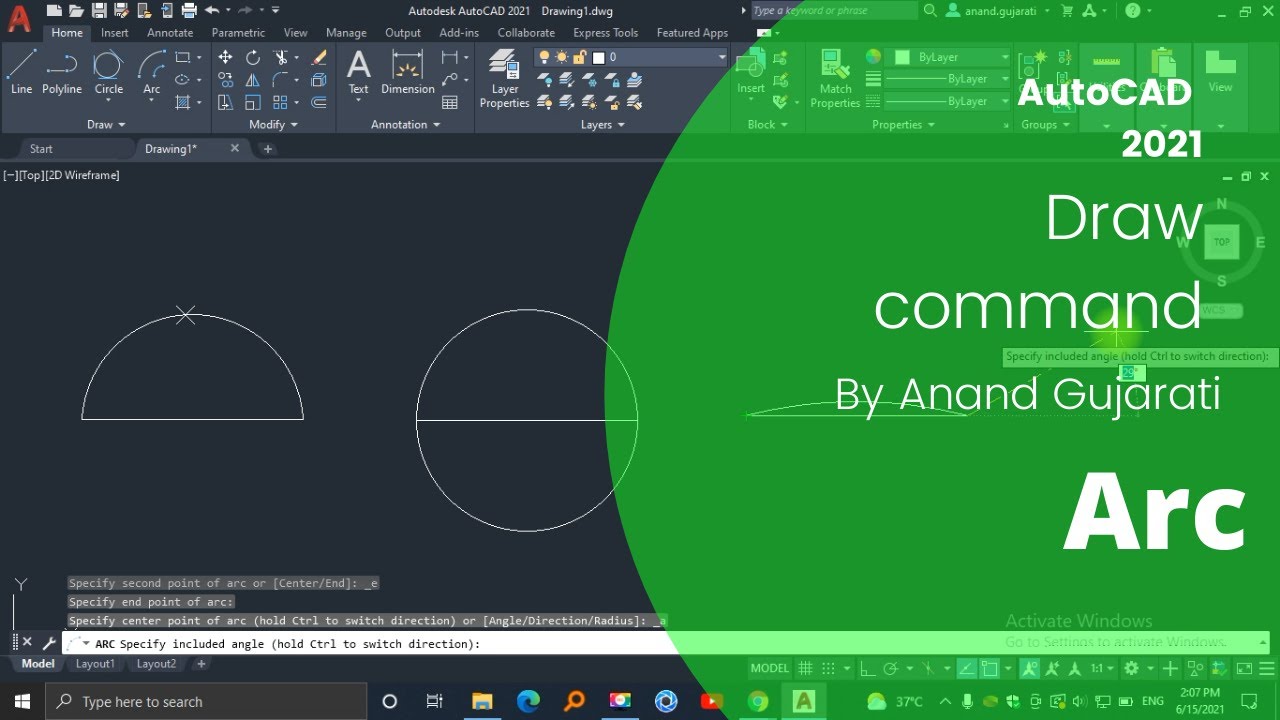 CAD: Arc (Draw Command) - YouTube