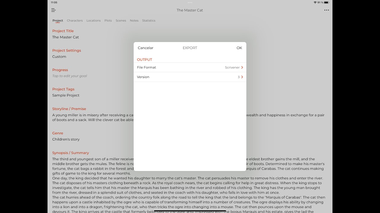 Story Planner to Scrivener for iOS export - YouTube