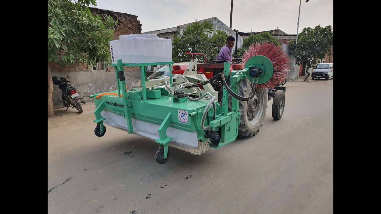 Tractor mounted road sweeper /Road broomer with waste collect bucket ...